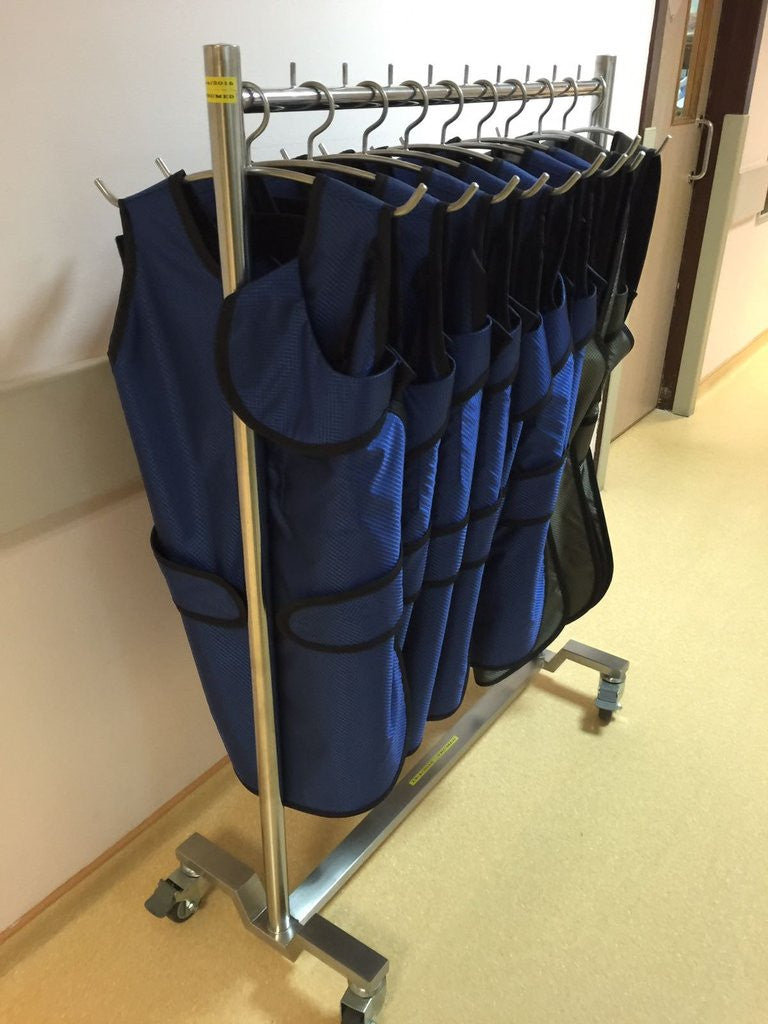 Stainless Steel Mobile Apron Trolley with 10 pcs of Stainless Steel Ha ...