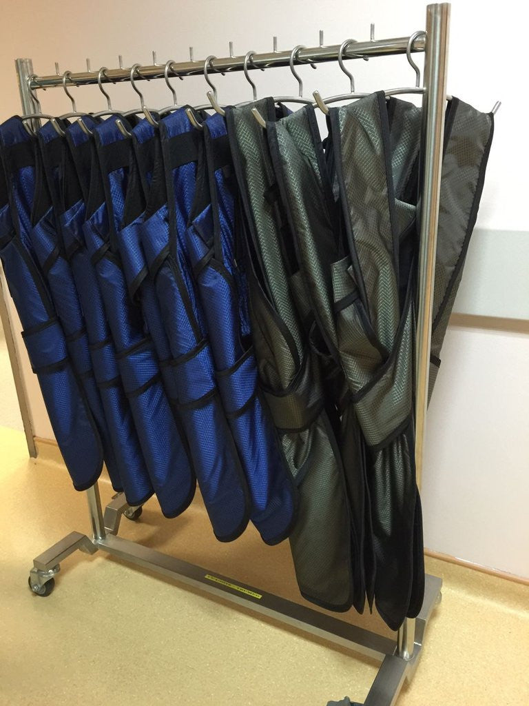 Stainless Steel Mobile Apron Trolley with 10 pcs of Stainless Steel Ha ...