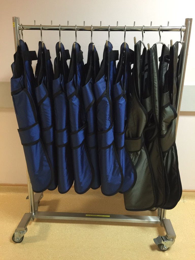 Stainless Steel Mobile Apron Trolley with 10 pcs of Stainless Steel Ha ...